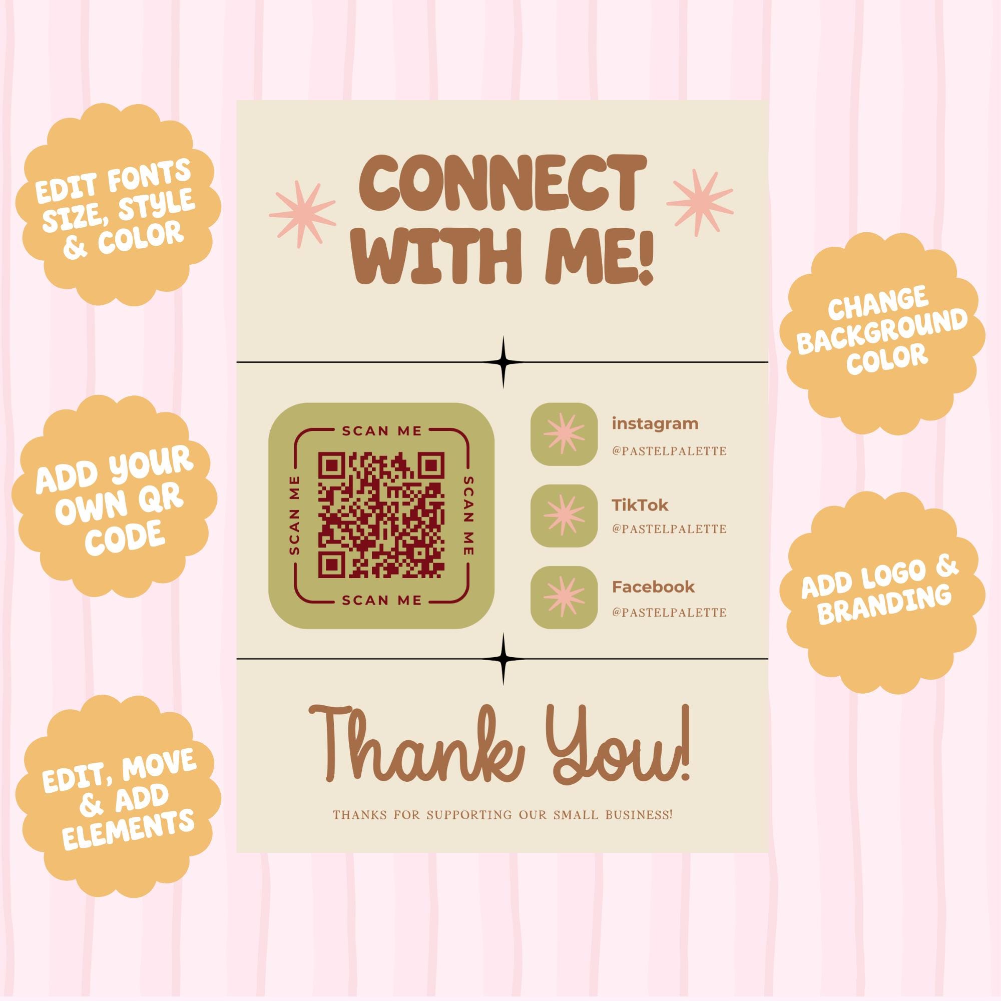 Connect With Me Sign Template for Small Business, Editable Canva ...