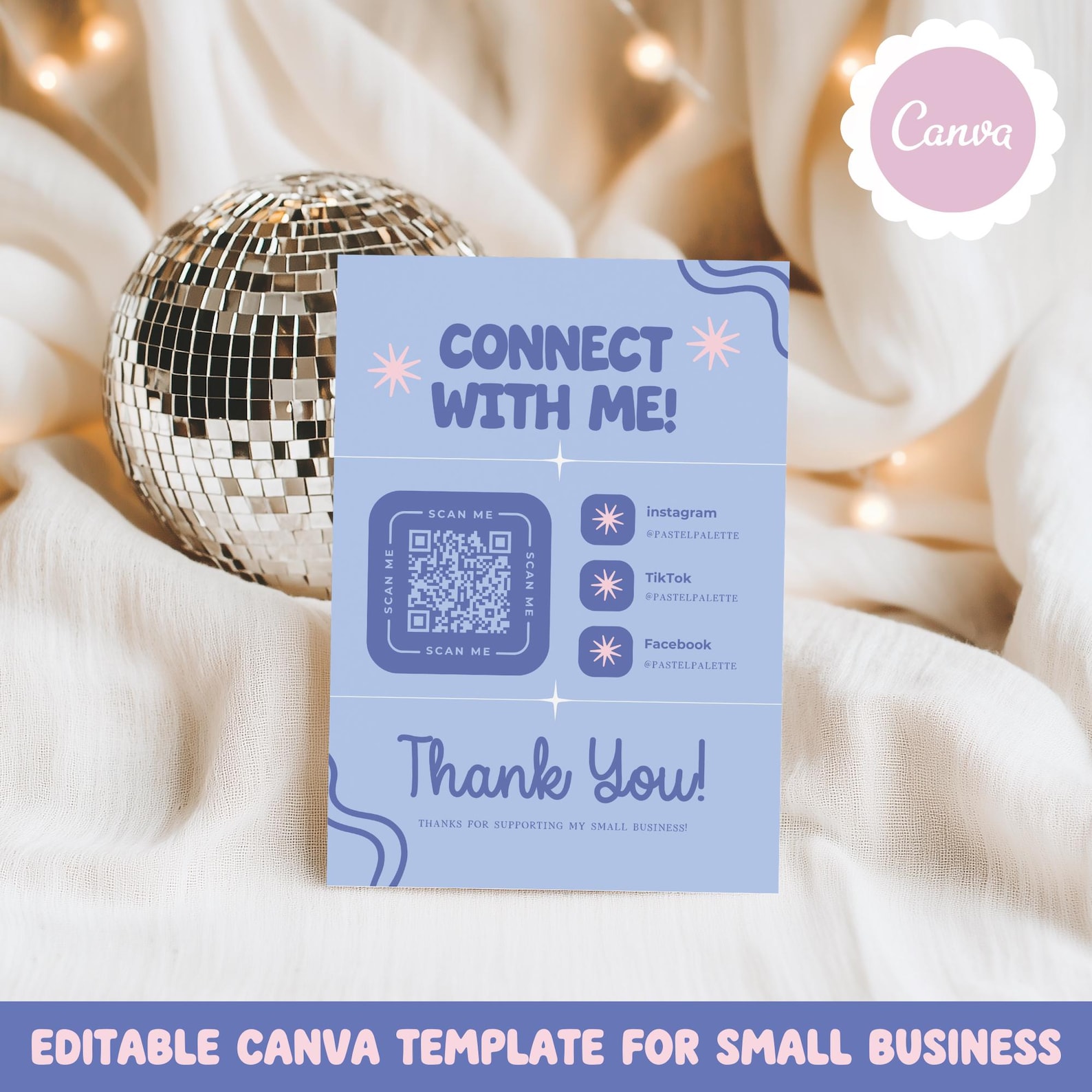 Connect With Me Sign Template for Small Business, Editable Canva ...