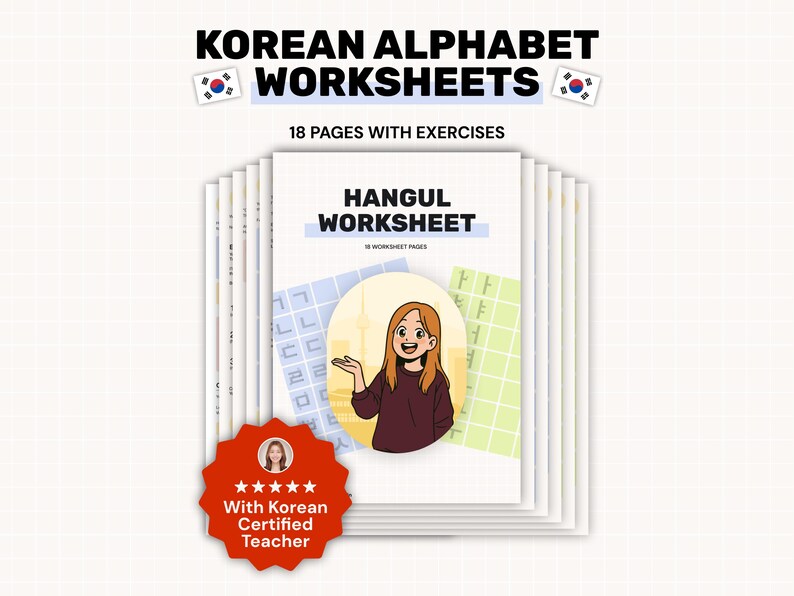 Hangul Worksheet – Korean Alphabet Writing Practice for Beginners ...