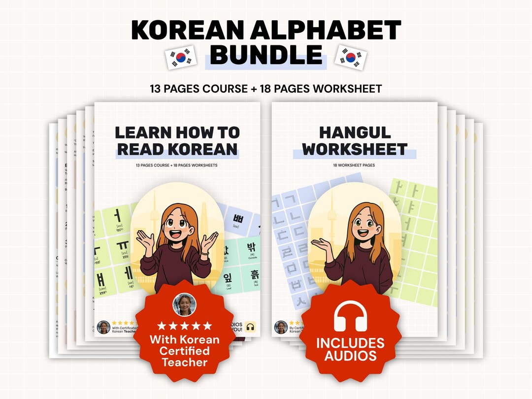 Complete Hangul Bundle – Korean Reading Lesson + Writing Worksheets for ...