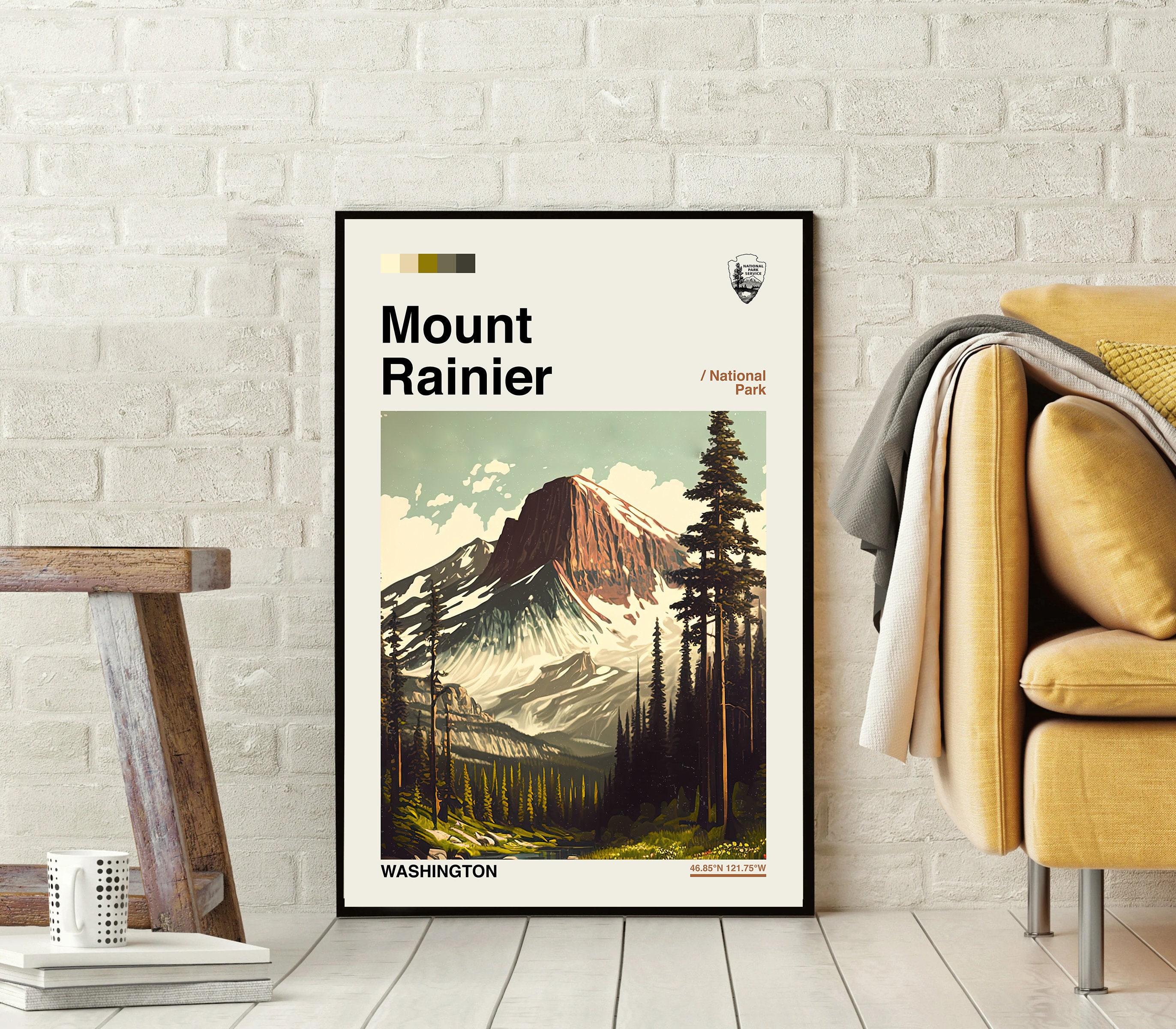 Mount Rainier National Park Poster, Mount Rainier Poster, US National ...
