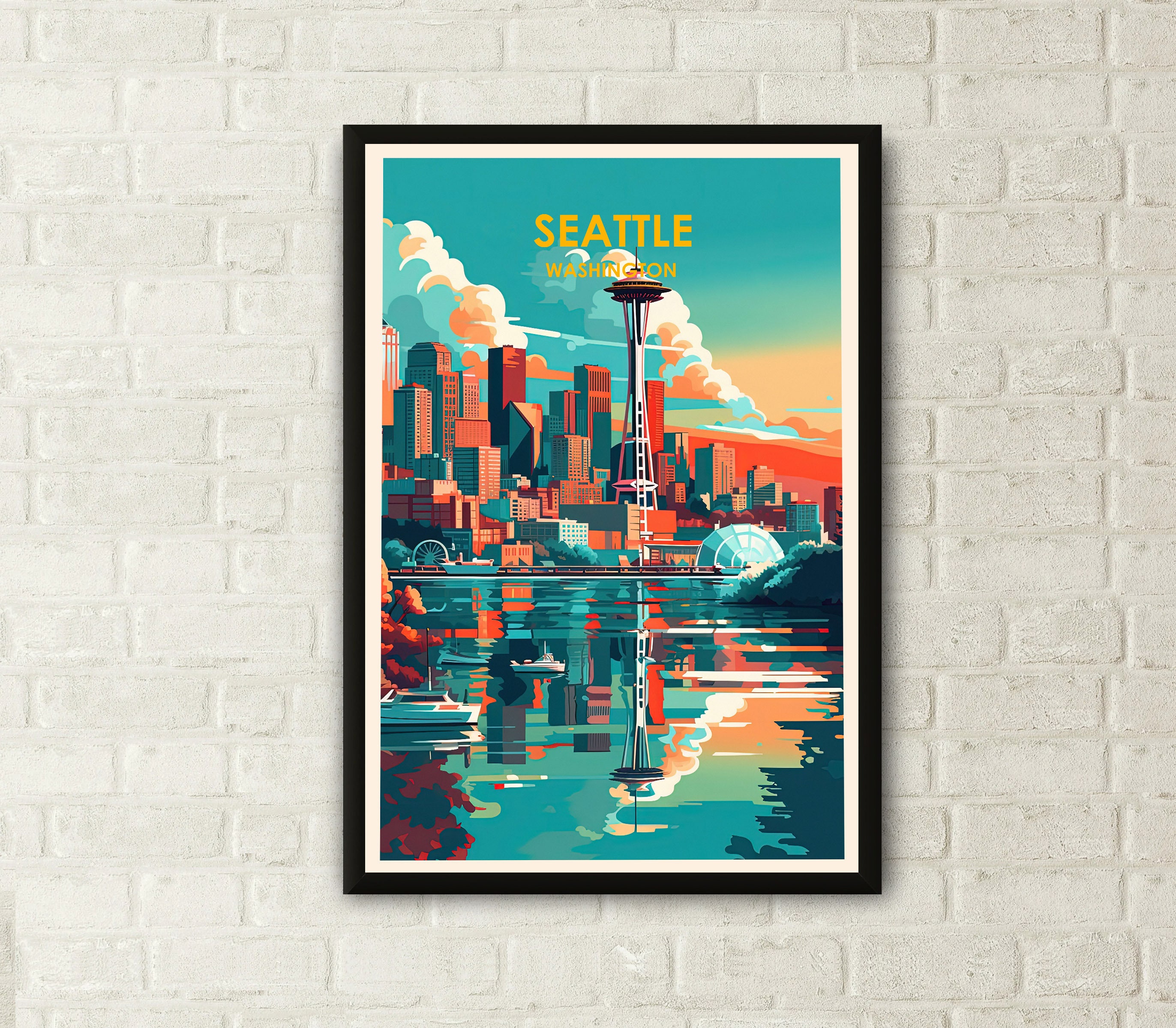 Seattle Travel Poster, Washington Poster, Seattle Poster, Seattle Print ...