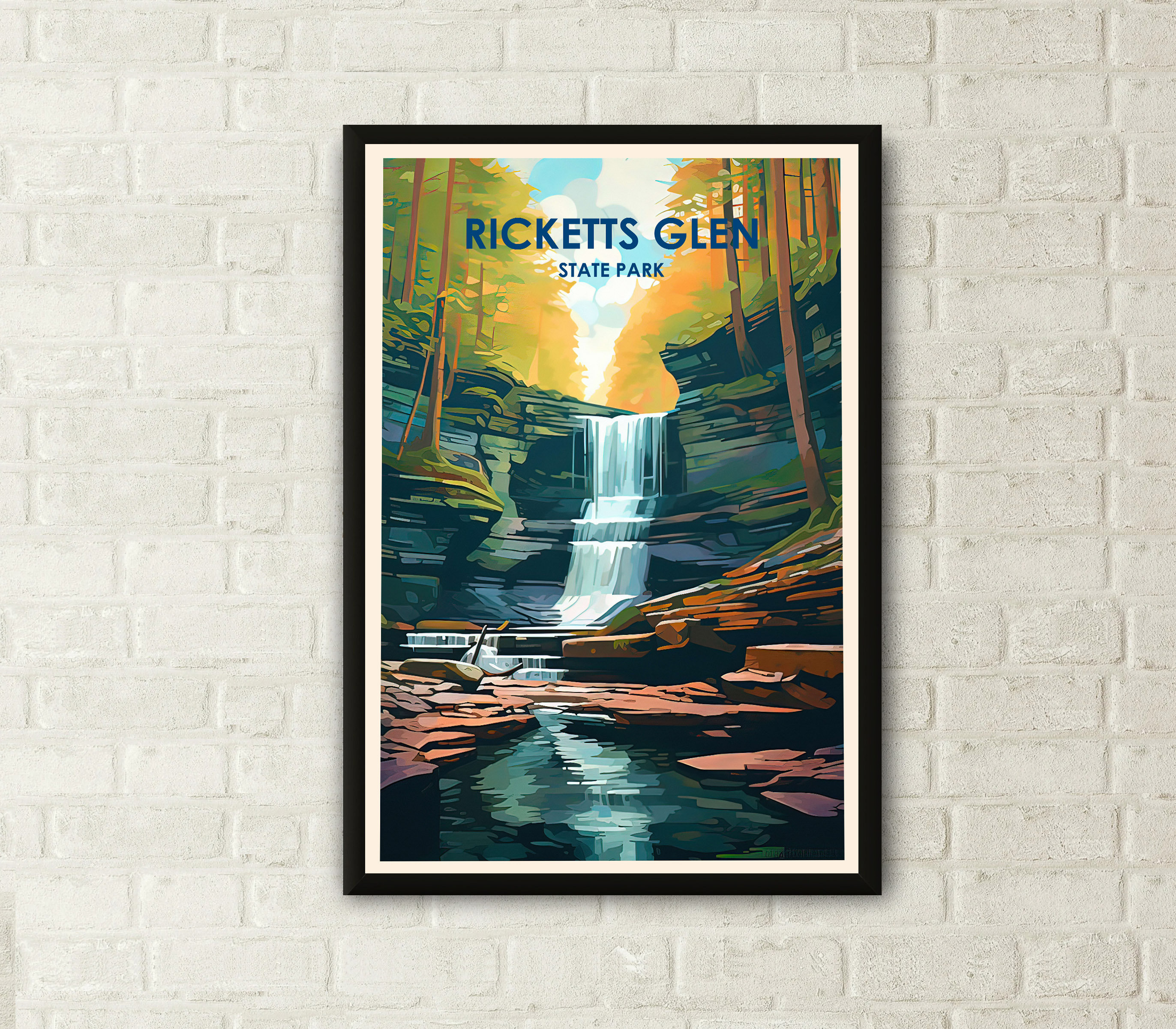 Ricketts Glen State Park Poster, Pennsylvania Poster, Ricketts Glen Art ...