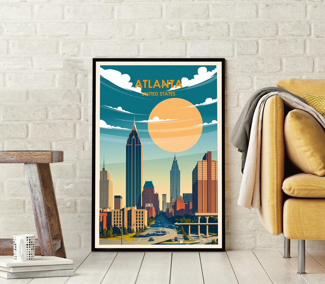 Atlanta Skyline Poster, Atlanta Poster, Atlanta Print, Illustration Art ...