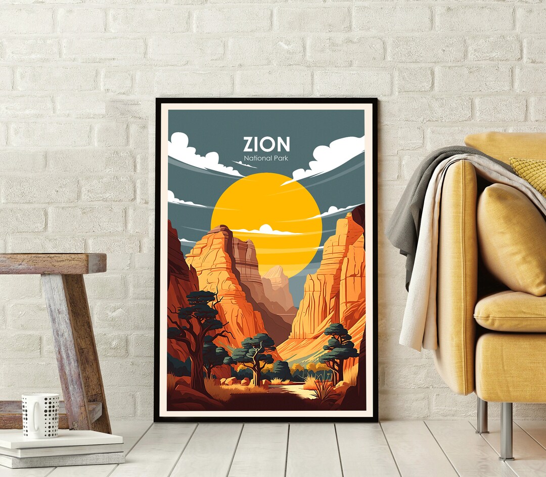 Zion National Park Poster, Zion Utah Poster, US National Park Art ...