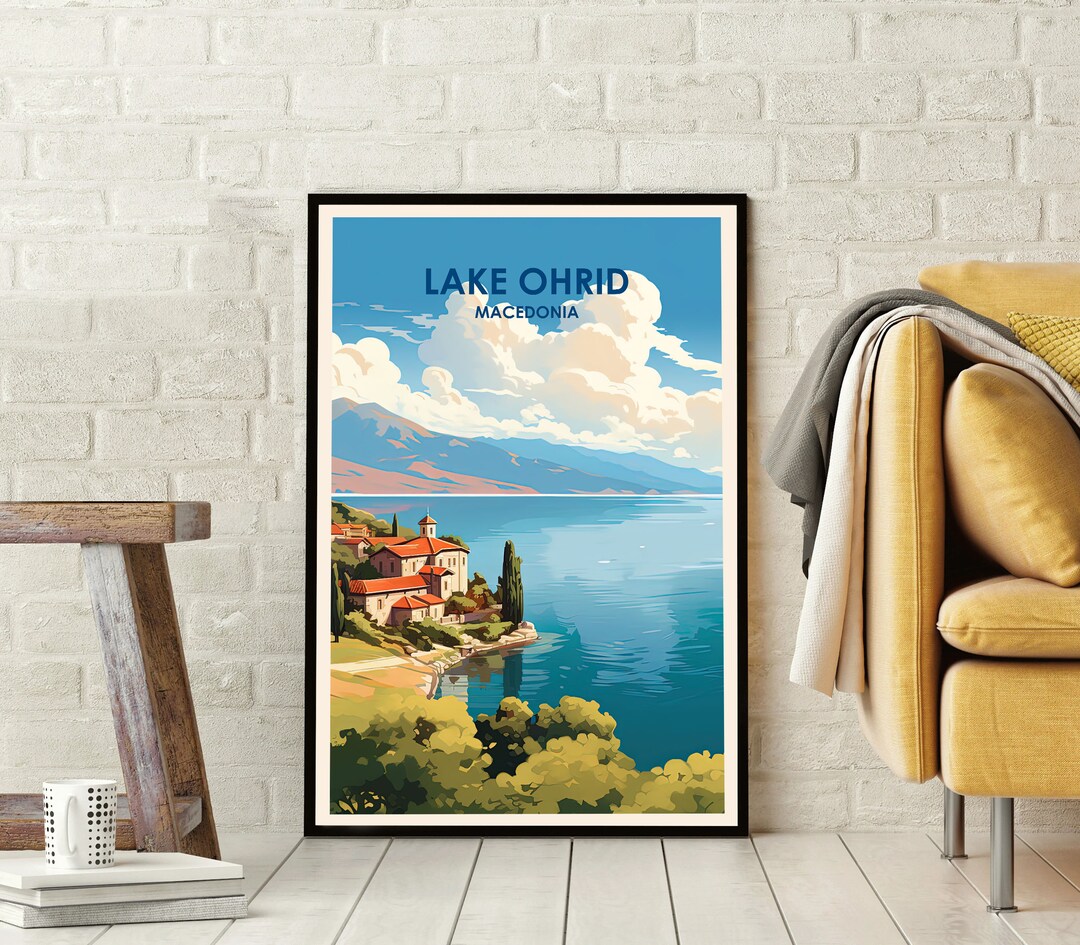 Lake Ohrid Travel Poster, Macedonia Poster, Lake Ohrid Print, Lake ...