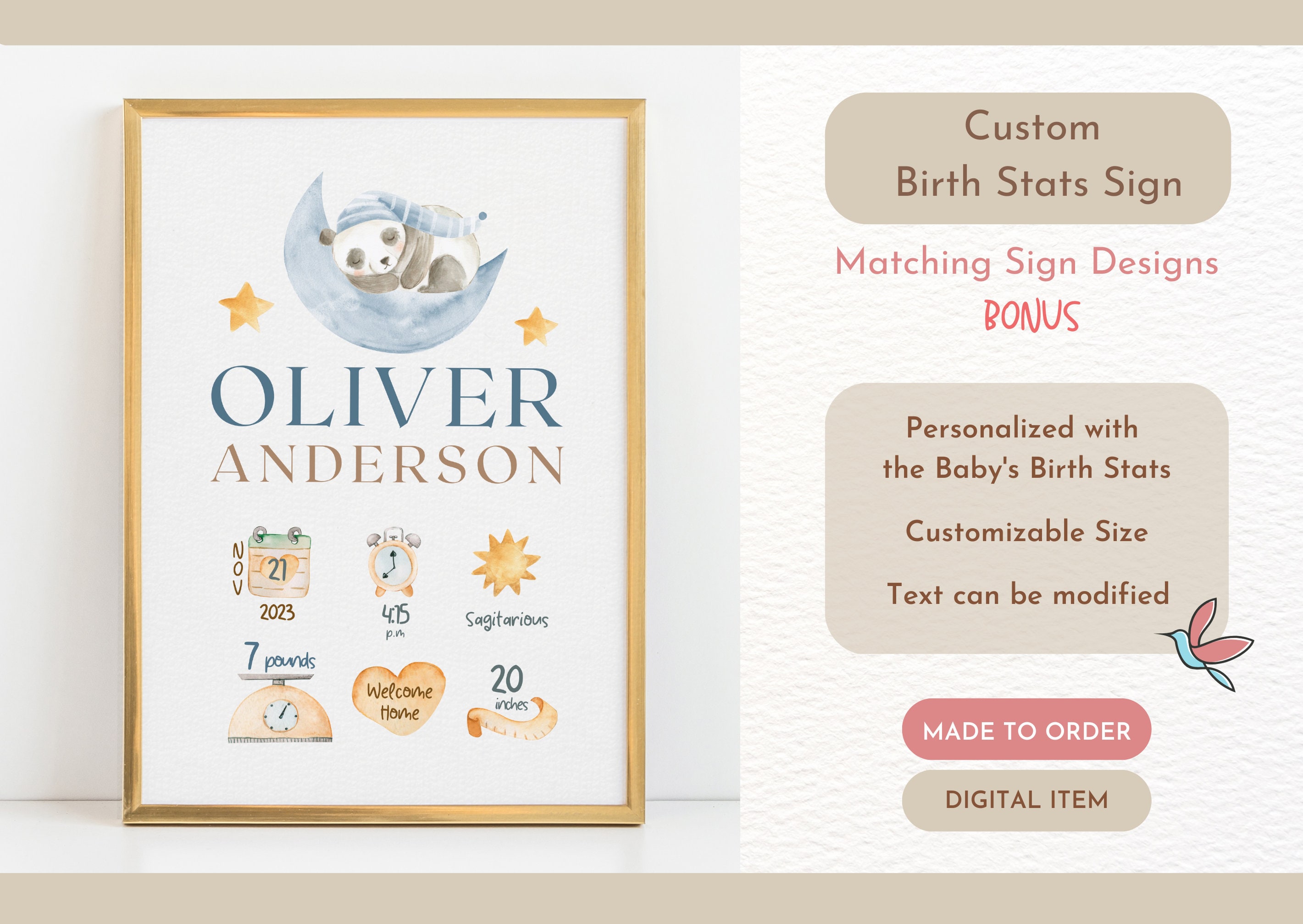 Newborn Birth Announcement Sign Newborn Information Sign - Etsy