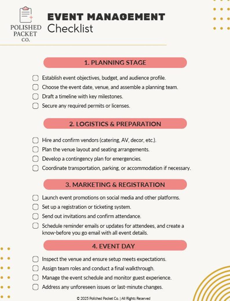 Corporate Event Planning Checklist | Canva Editable PDF | QBR, Kickoff ...