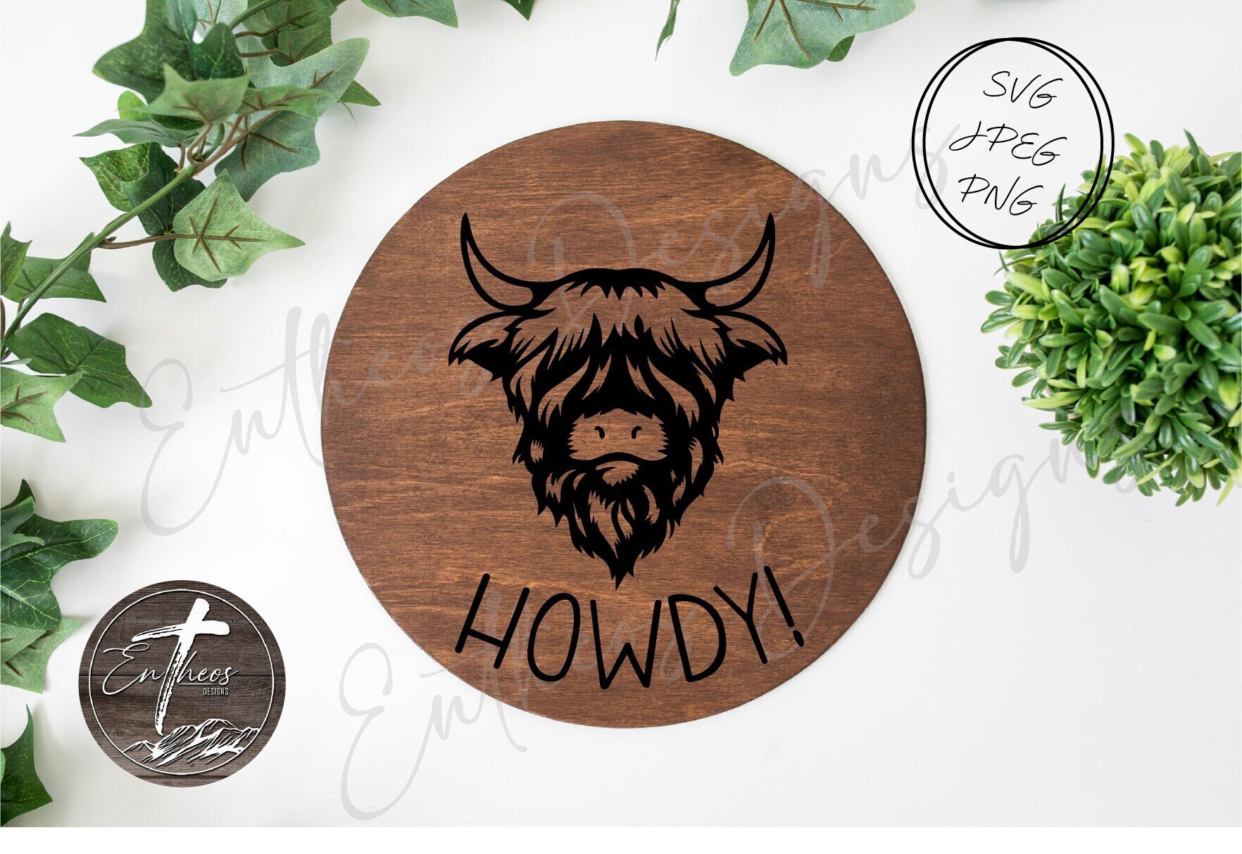 Highland Cow "howdy" Digital Design | Door Hangers, Wood Signs, Wood ...