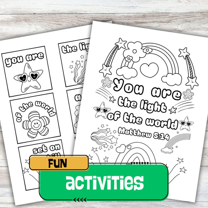 Coloring Page Scripture Cards for Kids Sunday School Lesson Printable ...