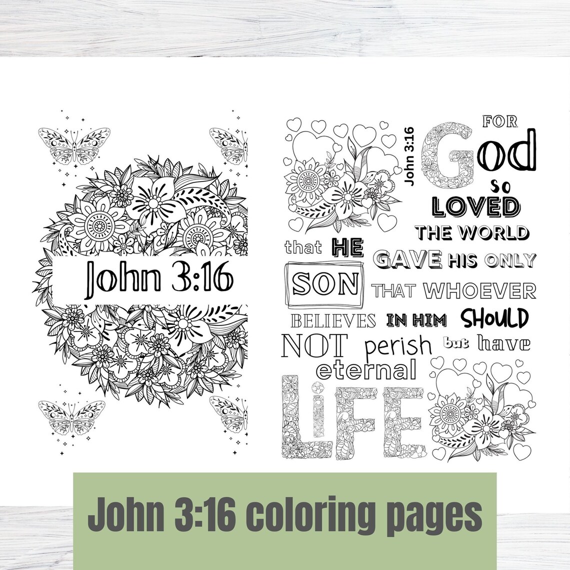 John 3:16 Coloring Page for All Ages Digital Download Pdf for Adults ...