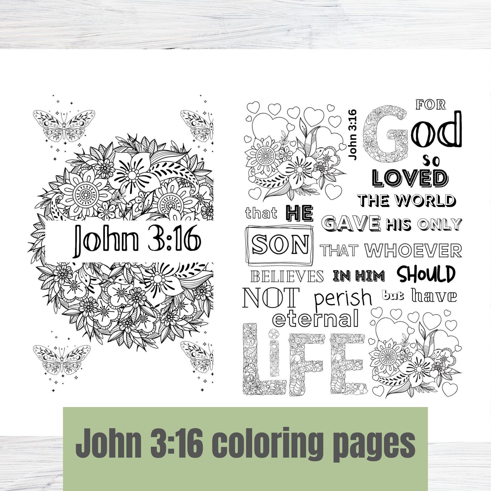 John 3:16 Coloring Page for All Ages Digital Download Pdf for Adults ...