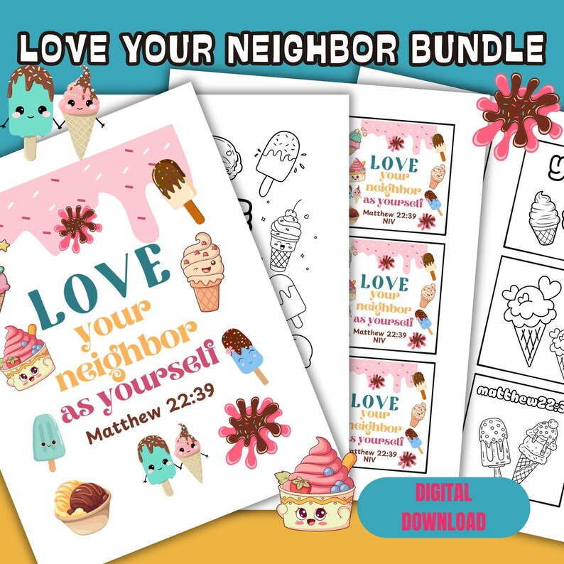 Love You Neighbor Matthew 22:39 Scripture Activity Bundle for Sunday ...