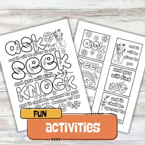 Coloring Page Scripture Cards for Kids Sunday School Lesson Printable ...