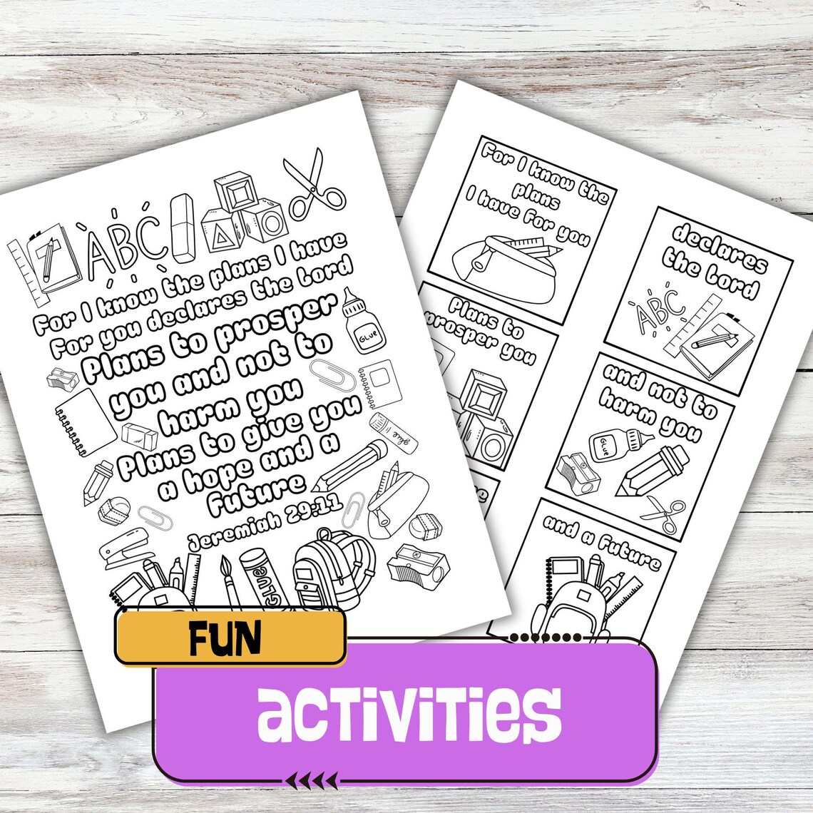 Jeremiah 29:11 Scripture Activity Bundle for Sunday School Lesson,kids ...