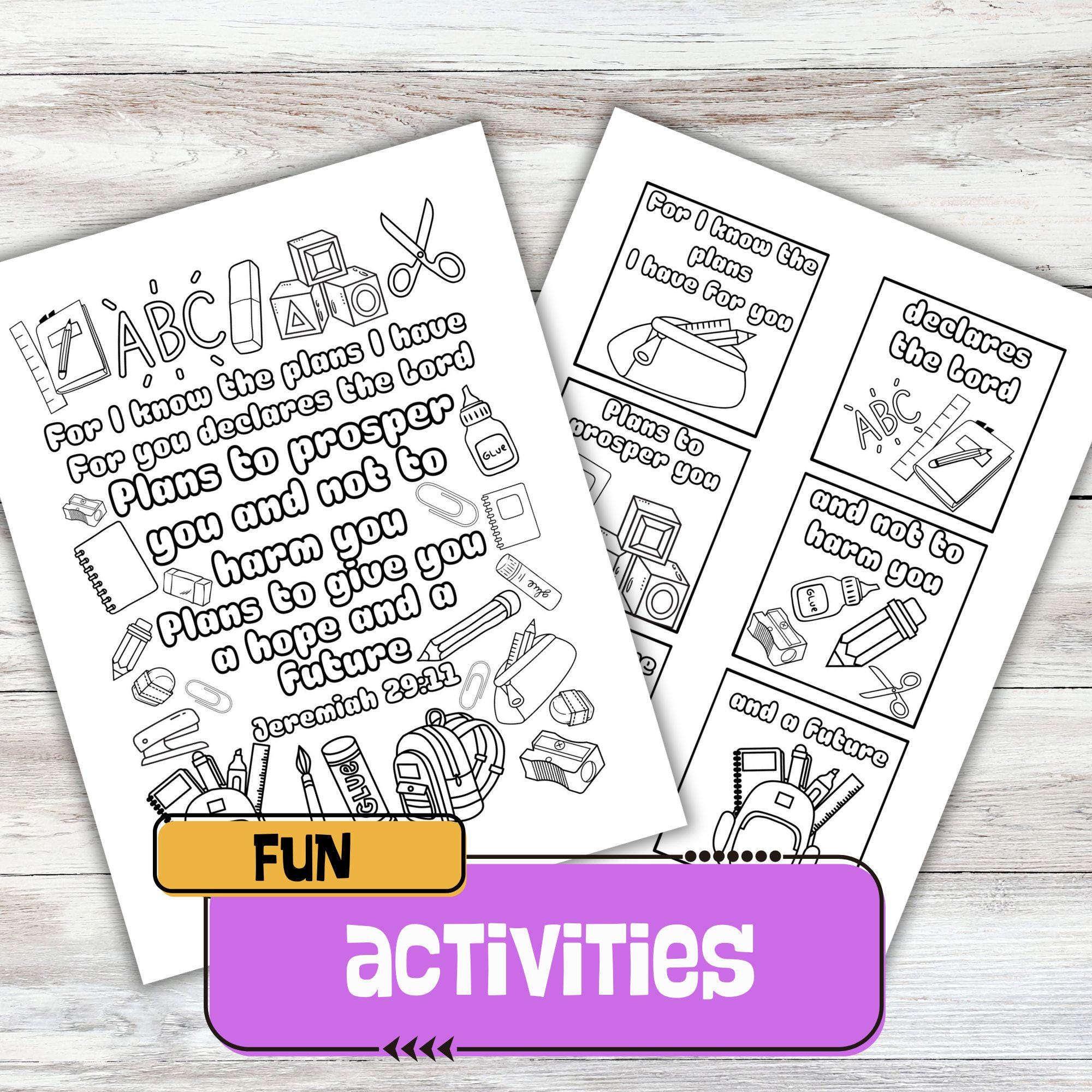 Jeremiah 29:11 Scripture Activity Bundle for Sunday School Lesson,kids ...