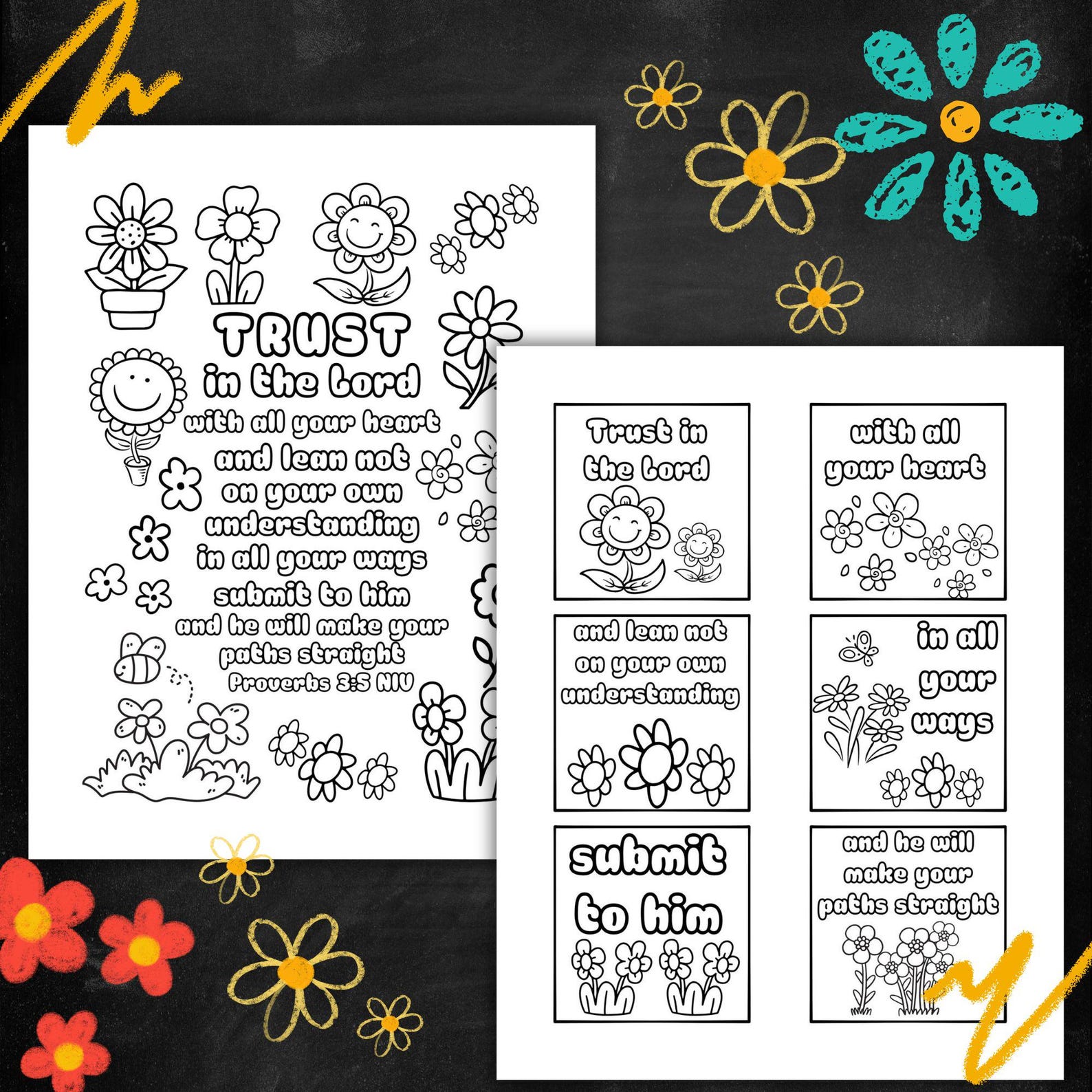 Proverbs 3:5 Scripture Coloring Pages for Kids for Sunday School Lesson ...