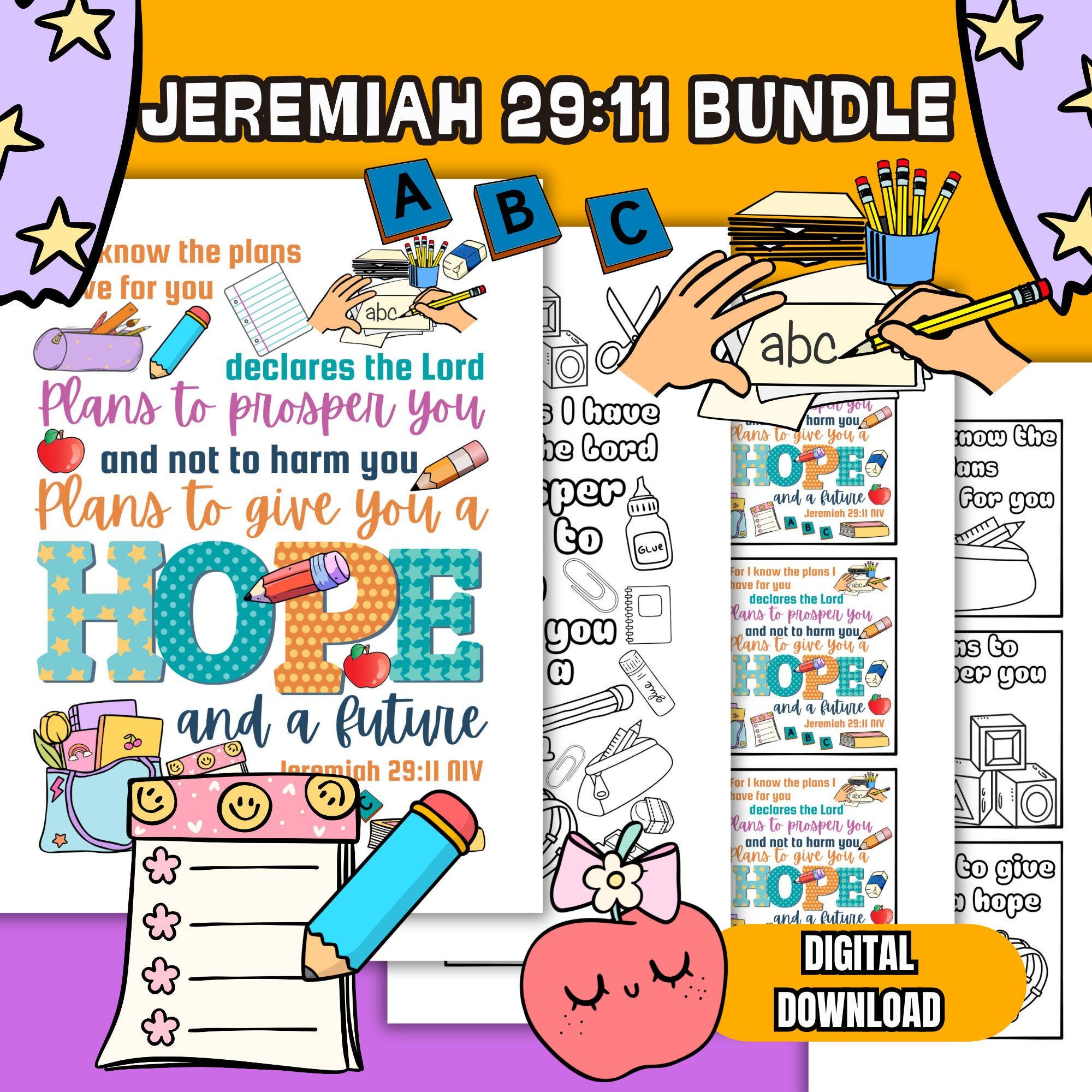 Jeremiah 29:11 Scripture Activity Bundle for Sunday School Lesson,kids ...