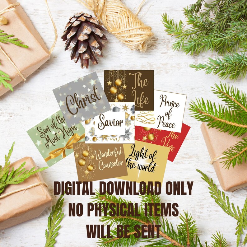Names of Jesus Christmas Cards: Printable Gift Tags (digital Download ...