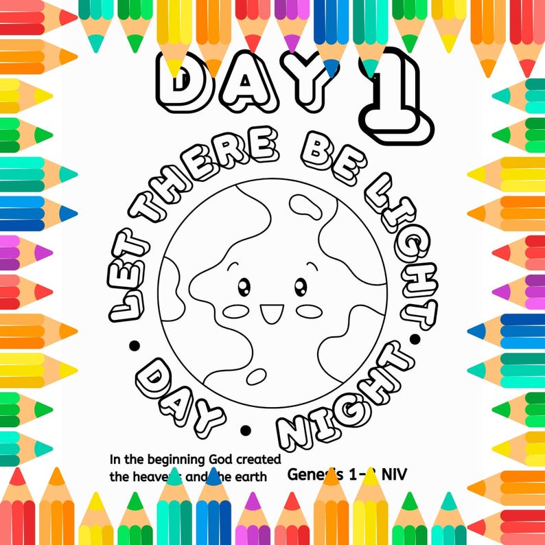 Creation Days Coloring Pages,7 Days of Creation Coloring Pages for Kids ...