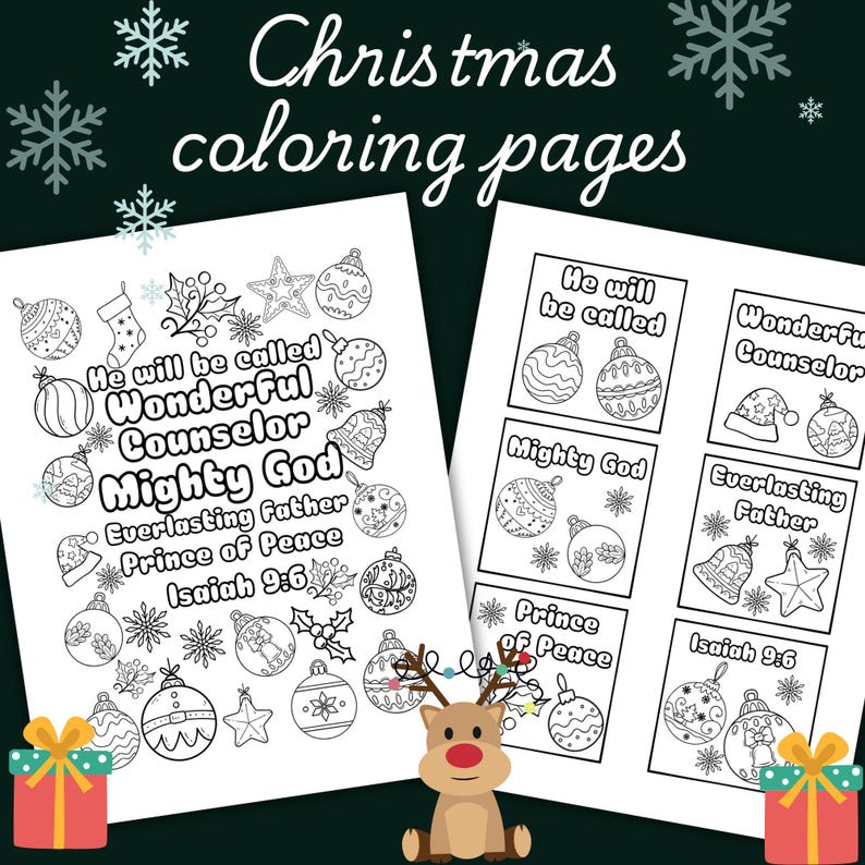 Isaiah 9:6 Christmas Scripture Coloring Pages for Sunday School Lesson ...