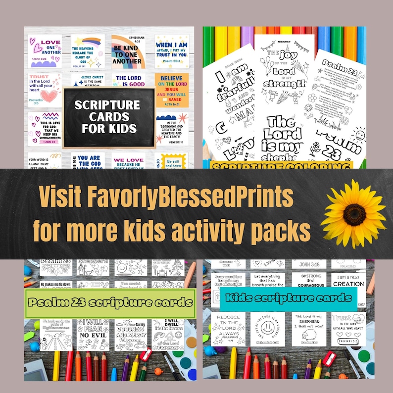 Psalm 23 Coloring Cards Bible Verse Sunday School Activity Digital ...