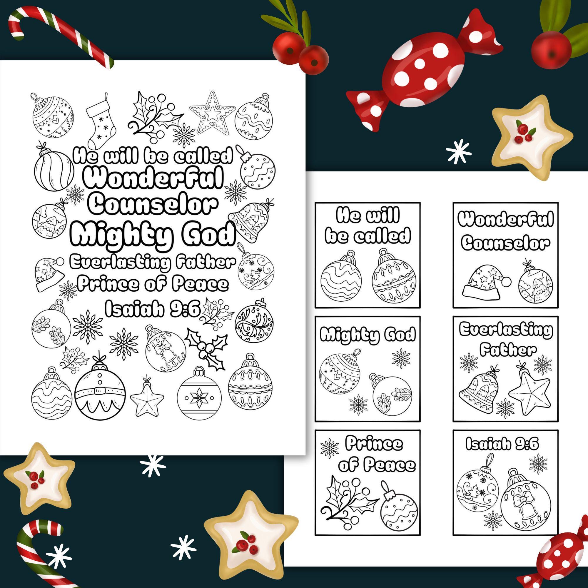 Isaiah 9:6 Christmas Scripture Coloring Pages for Sunday School Lesson ...