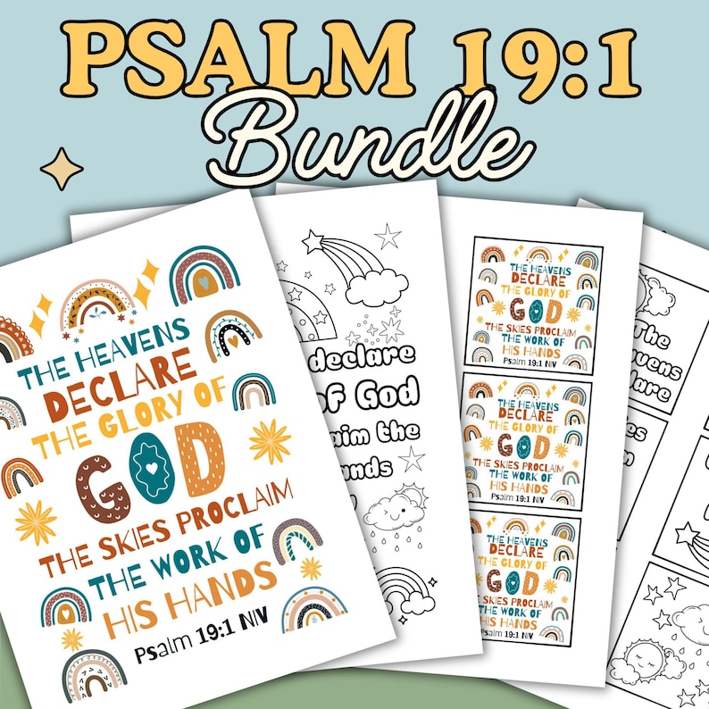Coloring Page Scripture Cards for Kids Sunday School Lesson Printable ...