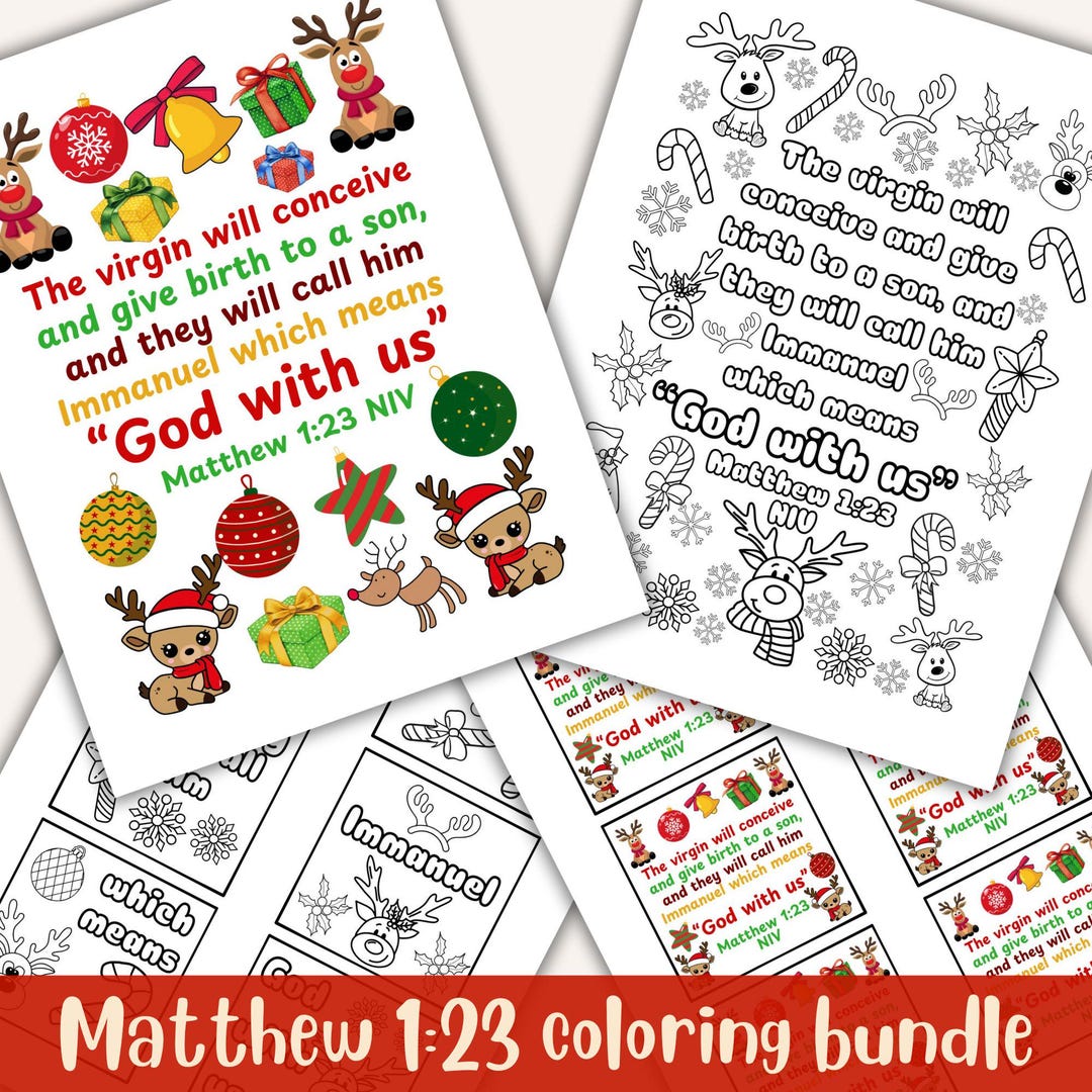 Matthew 1:23 Christmas Scripture Coloring Pages for Kids Sunday School ...