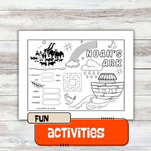 Noah's Ark Scripture Rainbow Coloring Page for Kids, Home School ...