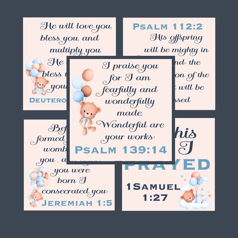 Baby Shower Scripture Cards Printable Christian Boy Baptism Gift ...