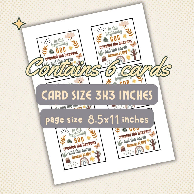 Genesis 1:1 Scripture Cards for Kids Bible Verse Cards for Sunday ...