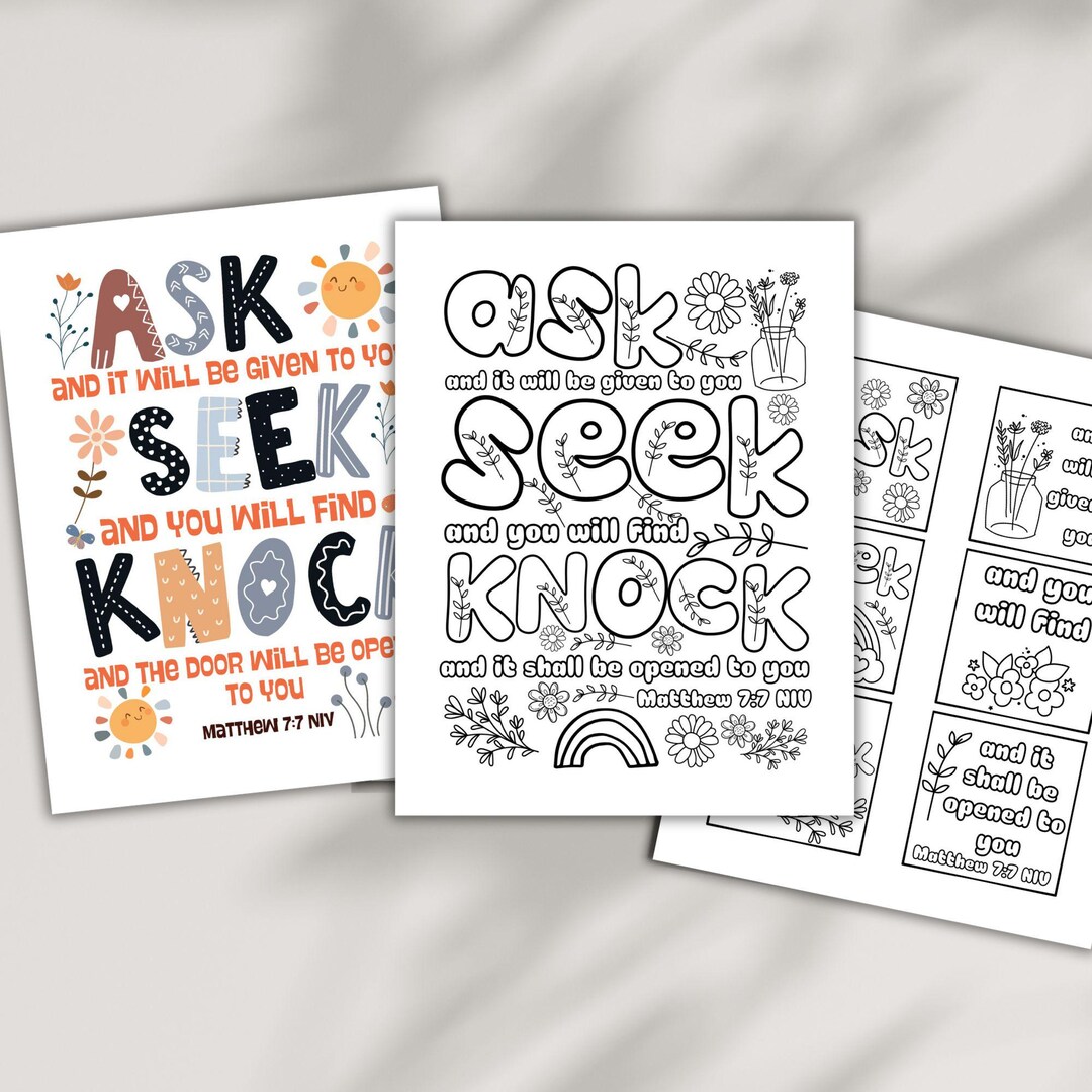Coloring Page Scripture Cards for Kids Sunday School Lesson Printable ...