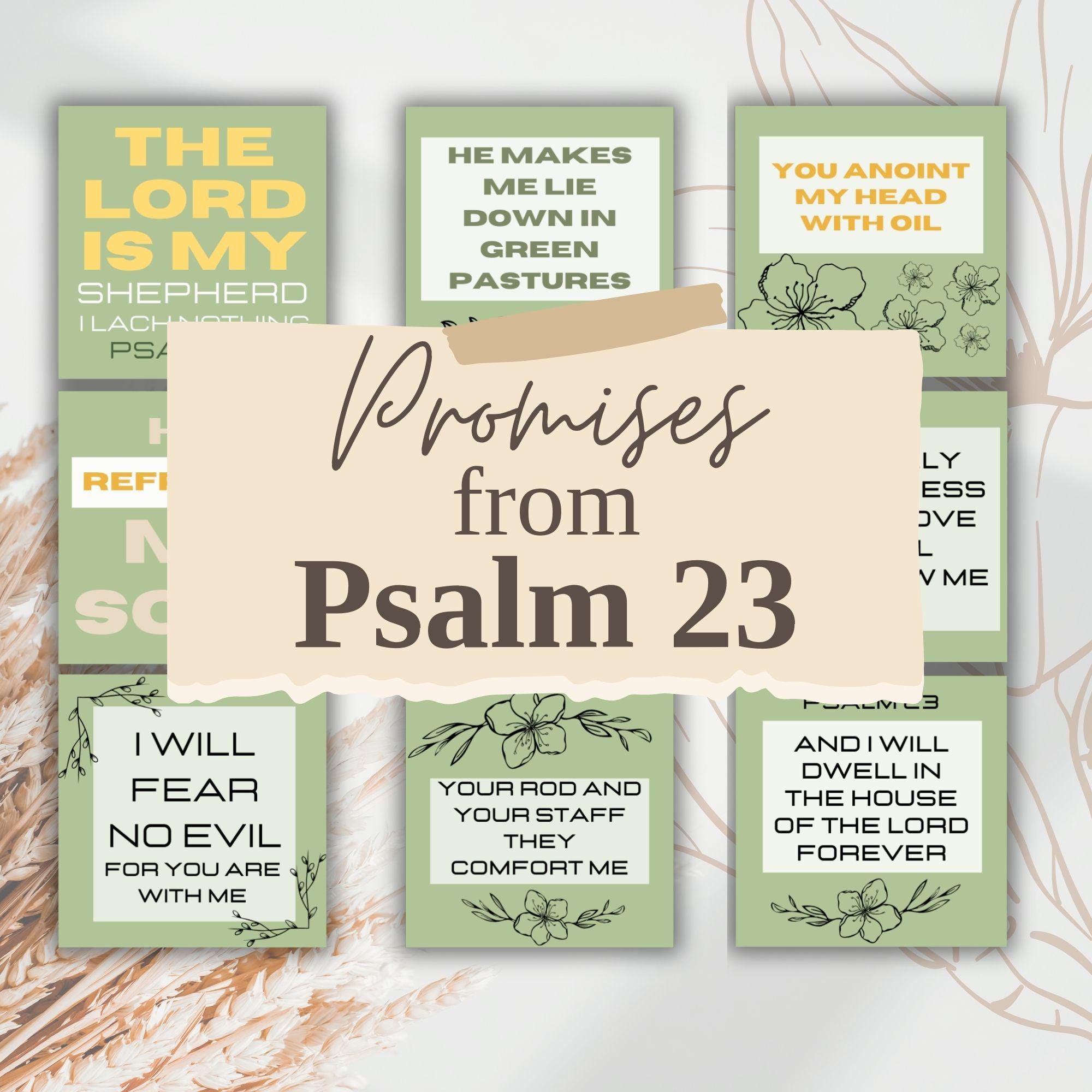 Psalm 23 Scripture Cards: Encouraging Bible Verse Gift Digital Download ...