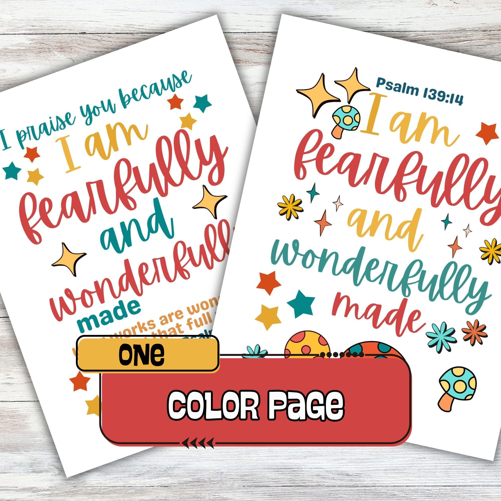 Retro Psalm 139:14 Scripture Activity Bundle for Sunday School Lesson ...