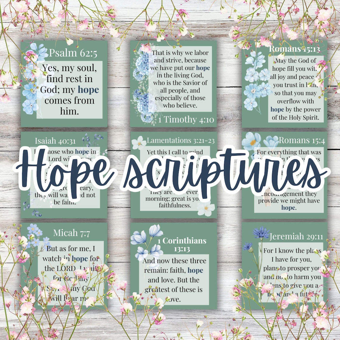 Hope Scripture Cards Encouraging Bible Verse Affirmations Digital ...