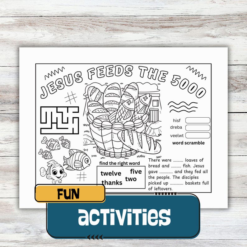 Jesus Feeds the 5000,bible Story Coloring Pages for Kids for Sunday ...