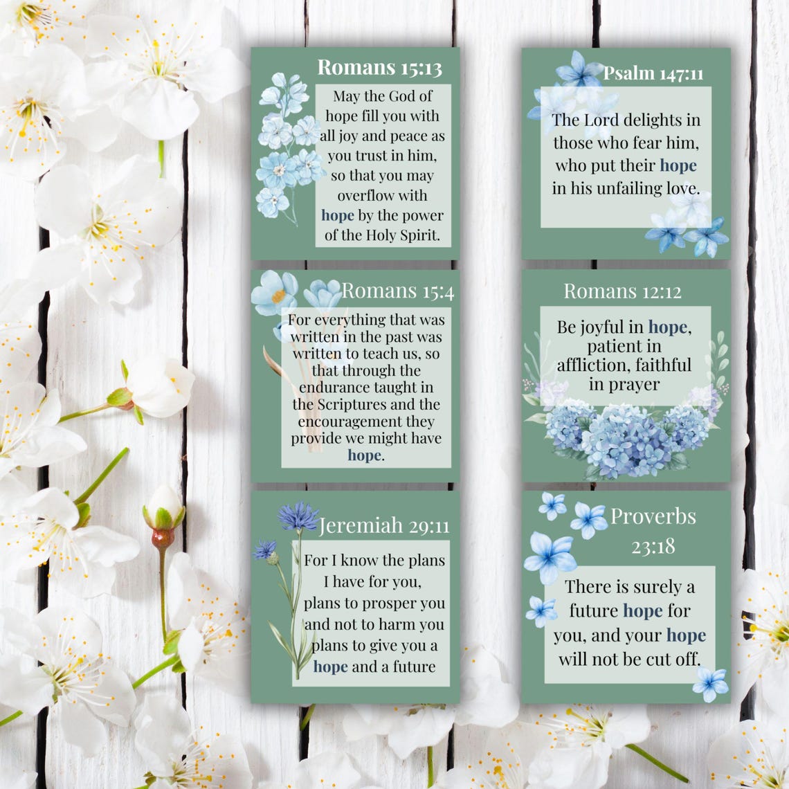 Hope Scripture Cards Encouraging Bible Verse Affirmations Digital ...