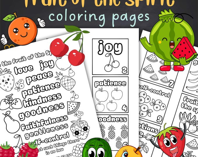 Fruit of the Spirit Scripture Coloring Pages for Sunday School Lesson ...