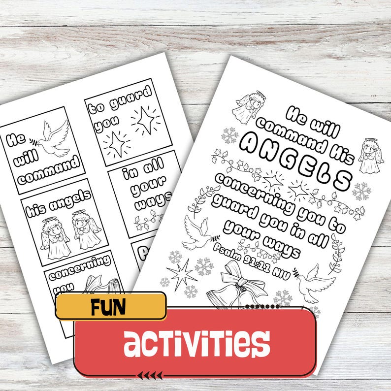 Psalm 91:11 Sunday School Lesson Scripture Cards for Kids Christian ...