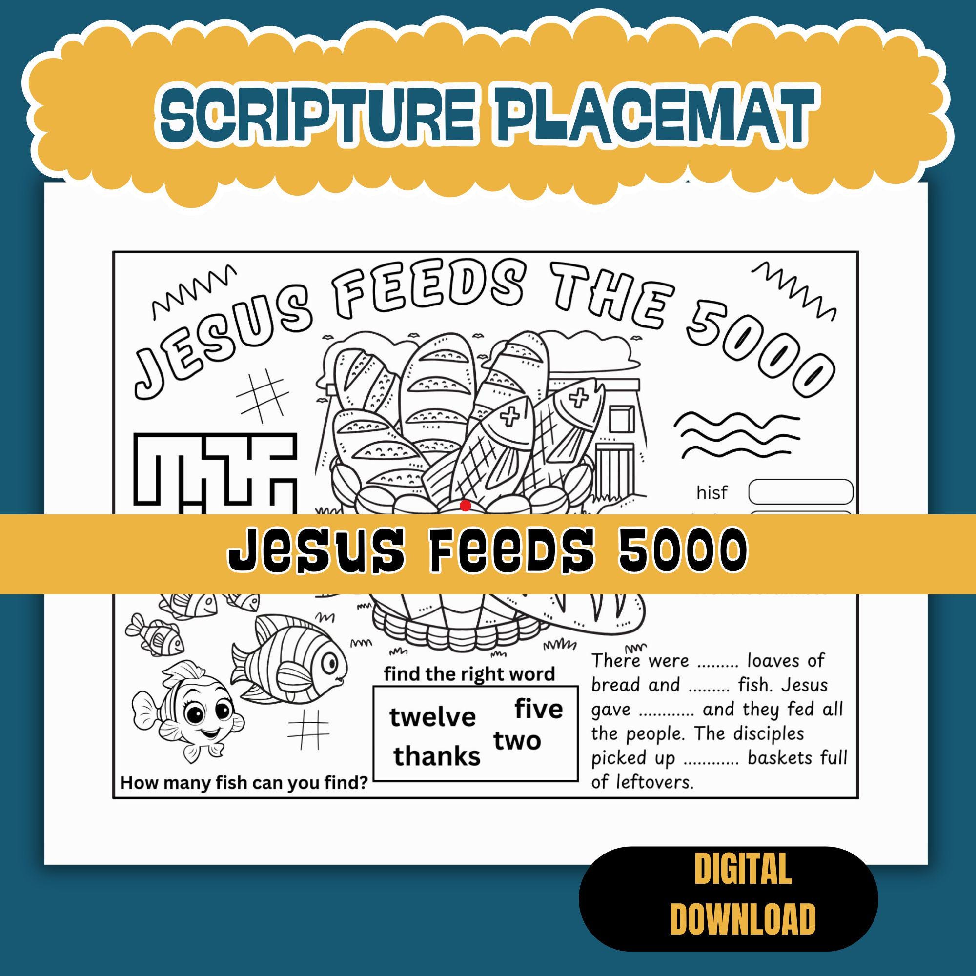 Jesus Feeds the 5000,bible Story Coloring Pages for Kids for Sunday ...