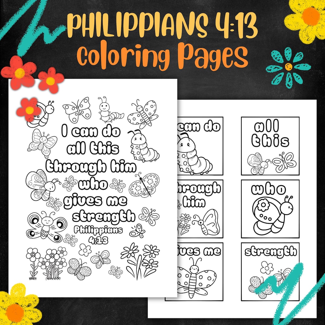 Philippians 4:13 Scripture Coloring Pages for Kids for Sunday School ...