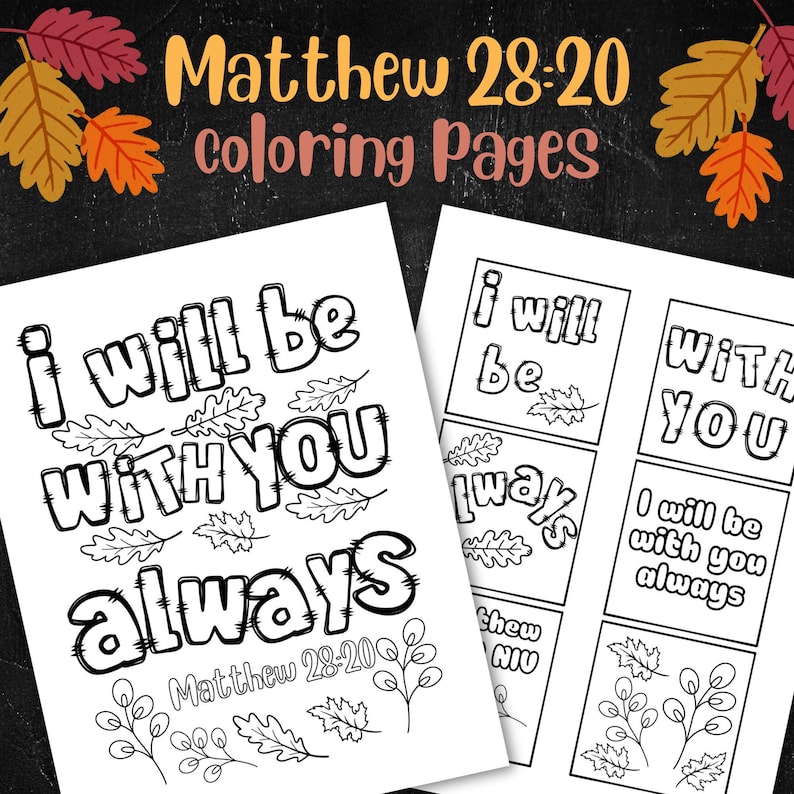 Matthew 28:20 Fall Coloring Pages for Kids Digital Download Printable ...
