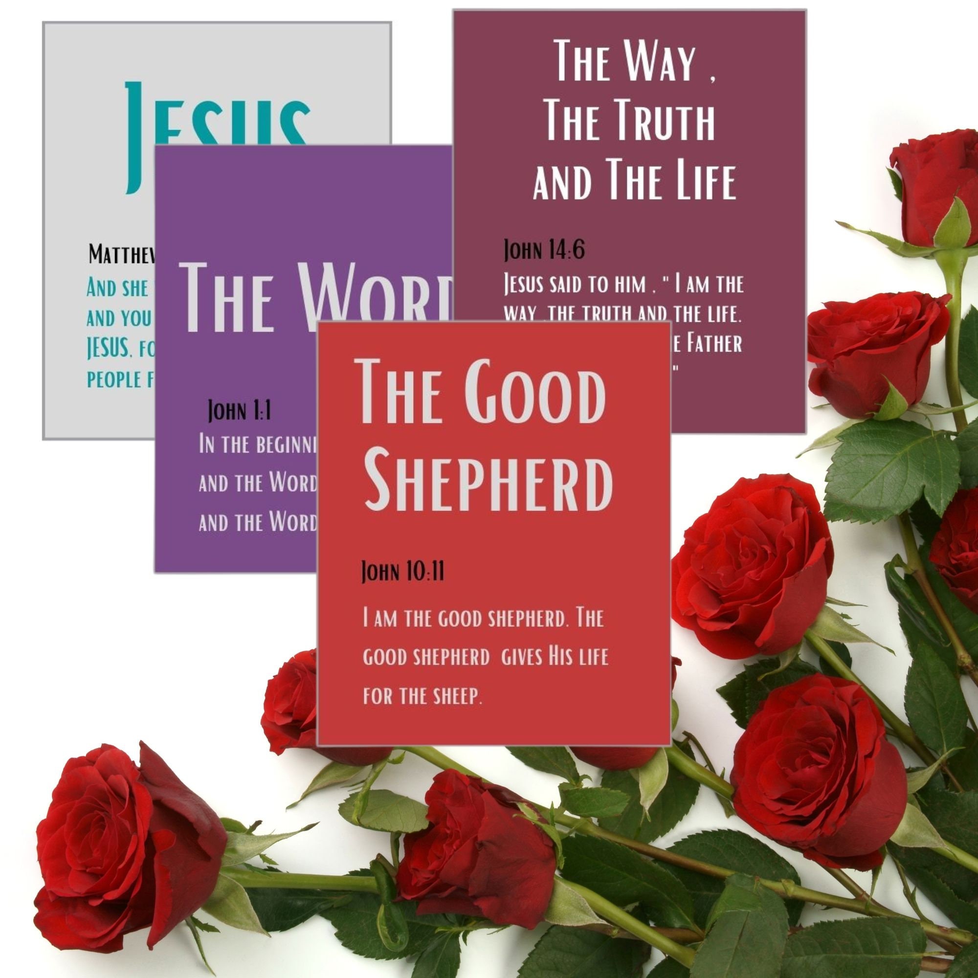 Names of Jesus Printable Cards With Scriptures Pack of 45 for Bible ...