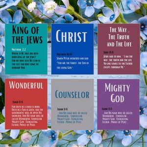 Names of Jesus Printable Cards With Scriptures | Pack of 45 for Bible ...