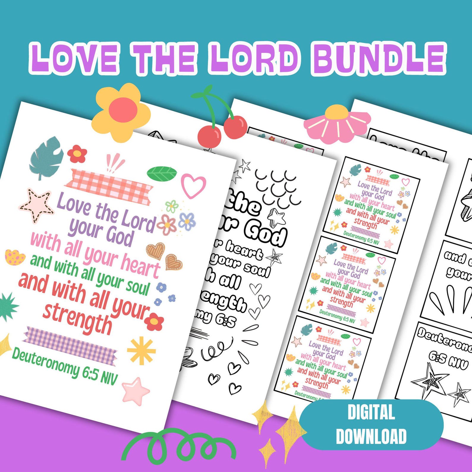 Coloring Page Scripture Cards for Kids Sunday School Lesson Printable ...