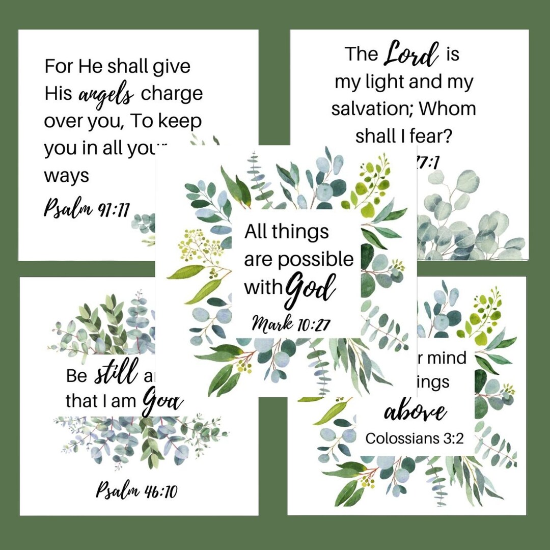 Encouraging Scripture Cards Set of 18 Printable Bible Cards Bible Verse ...