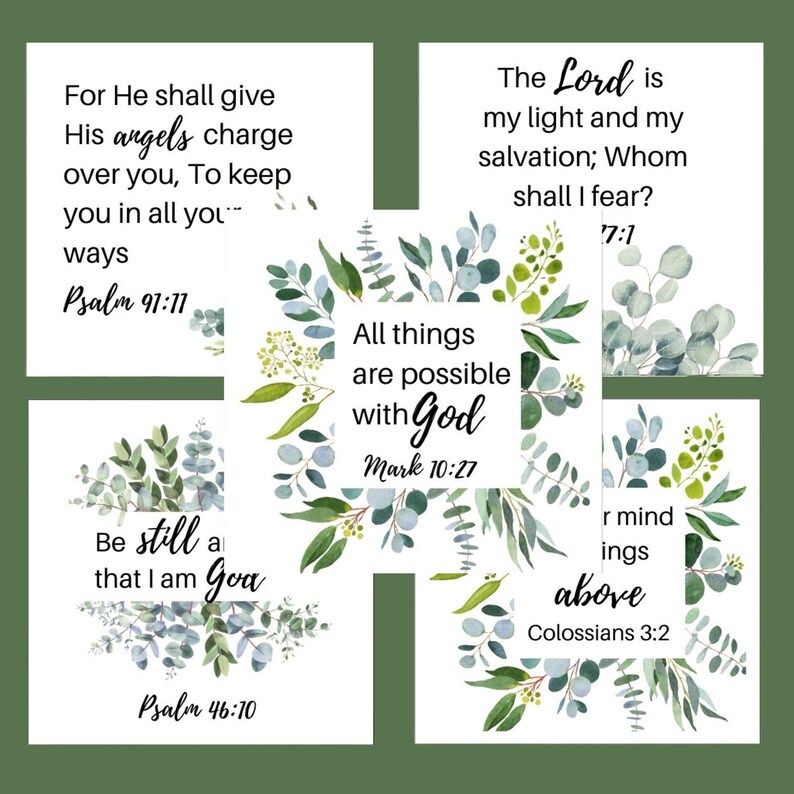 Encouraging Scripture Cards Set of 18 Printable Bible Cards Bible Verse ...