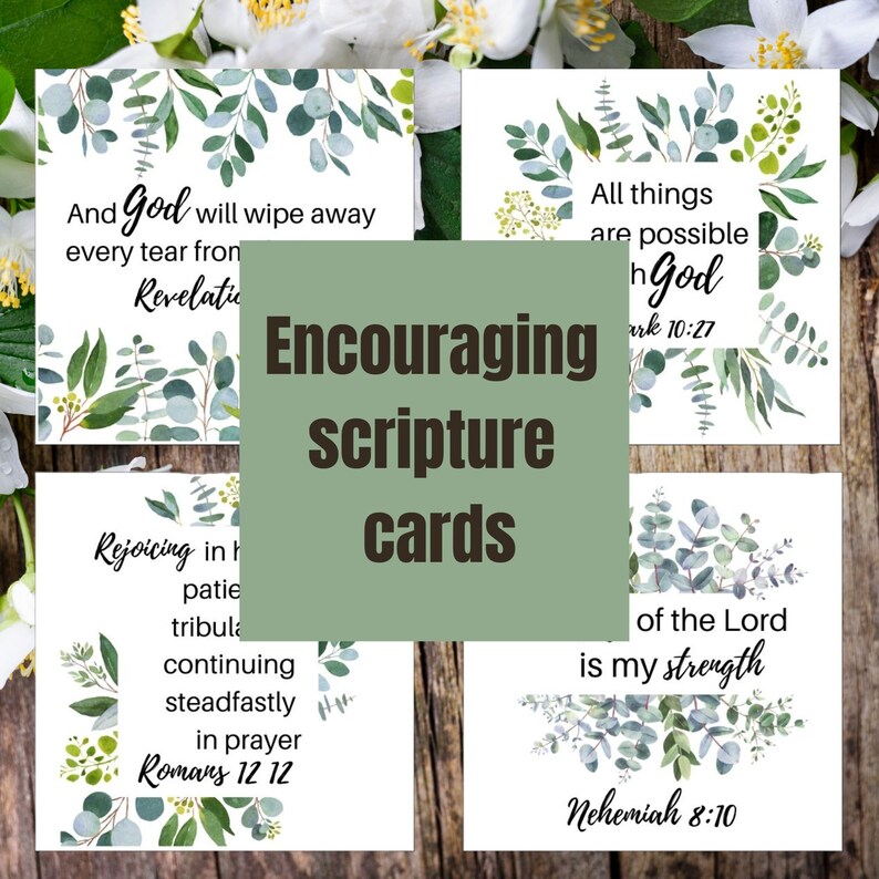 Encouraging Scripture Cards Set of 18 Printable Bible Cards - Etsy UK