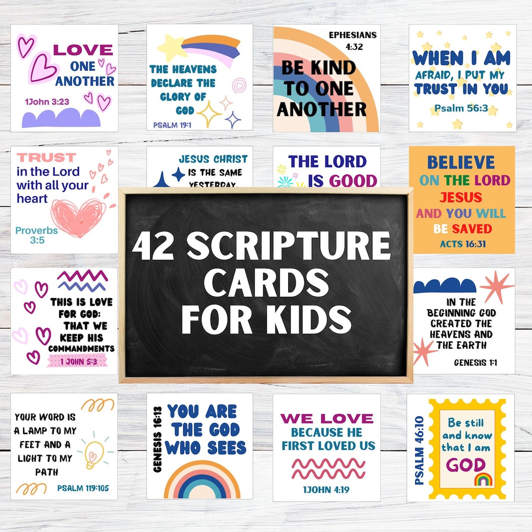 Scripture Cards for Kids for Sunday School Home School or Kids Church ...